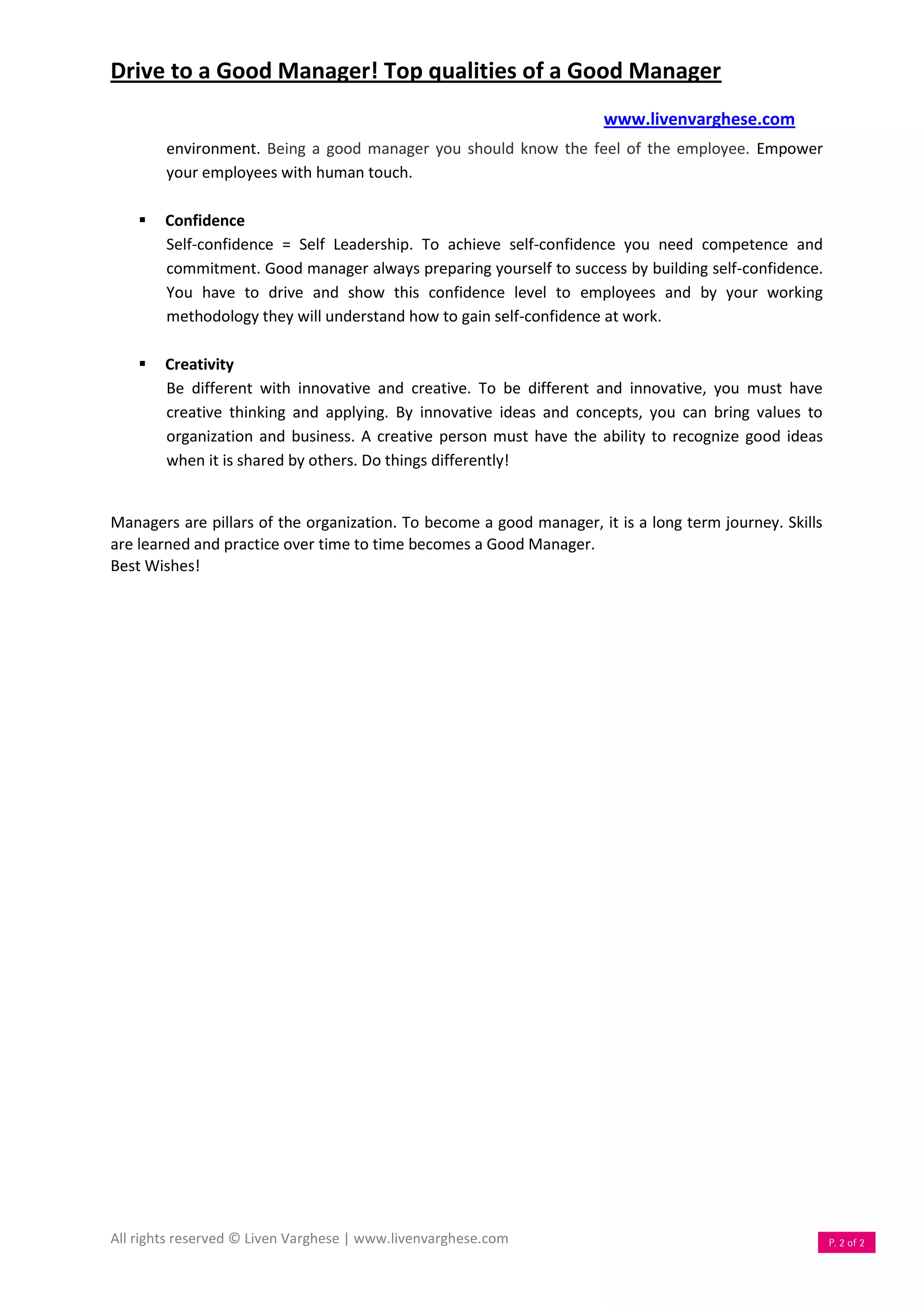 Qualities of good manager | PDF