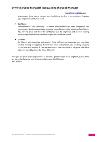 Qualities of good manager | PDF