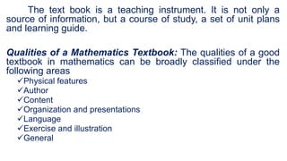 Qualities of good mathematics textbook | PPTX