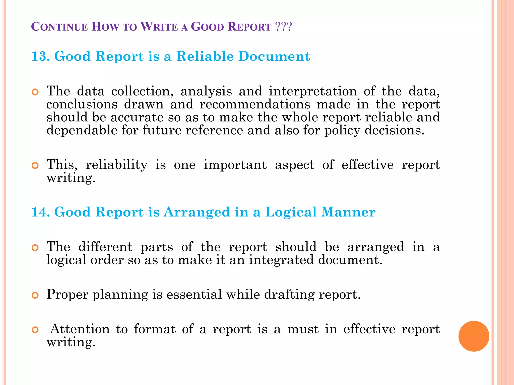 Qualities of good report | PPTX
