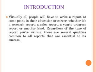 Qualities of good report | PPTX