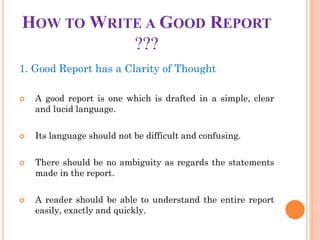 Qualities of good report | PPTX