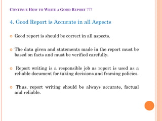 Qualities of good report | PPTX