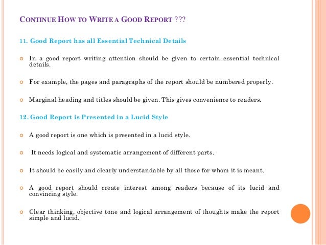 Qualities of good report