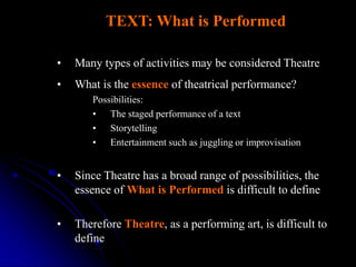 Qualities of theatre | PPS