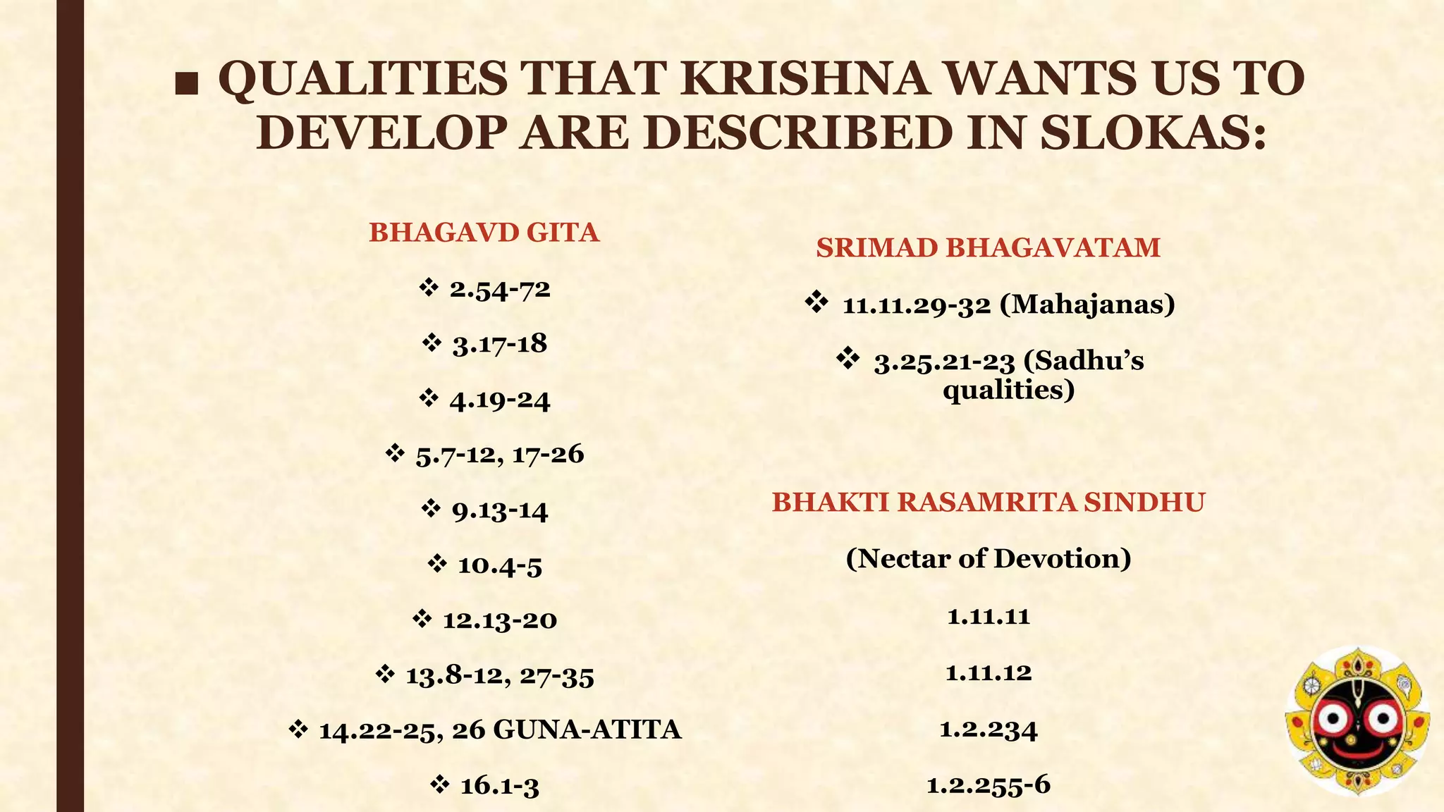 Qualities to achieve krishna | PPTX | Hinduism | Religion & Spirituality