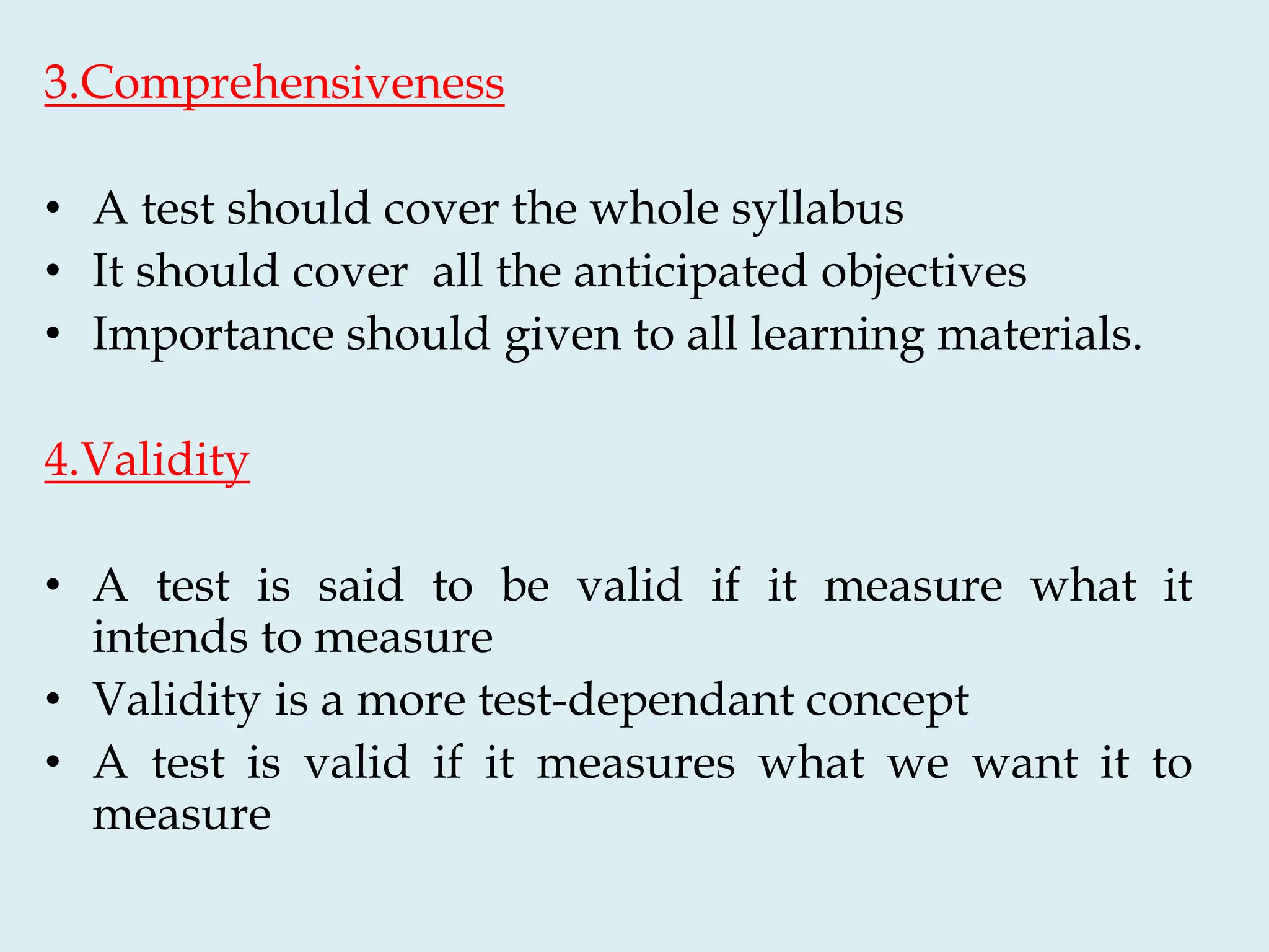 Assessment for learning -Qualities of a Good Test | PPTX