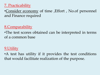 Assessment for learning -Qualities of a Good Test | PPTX