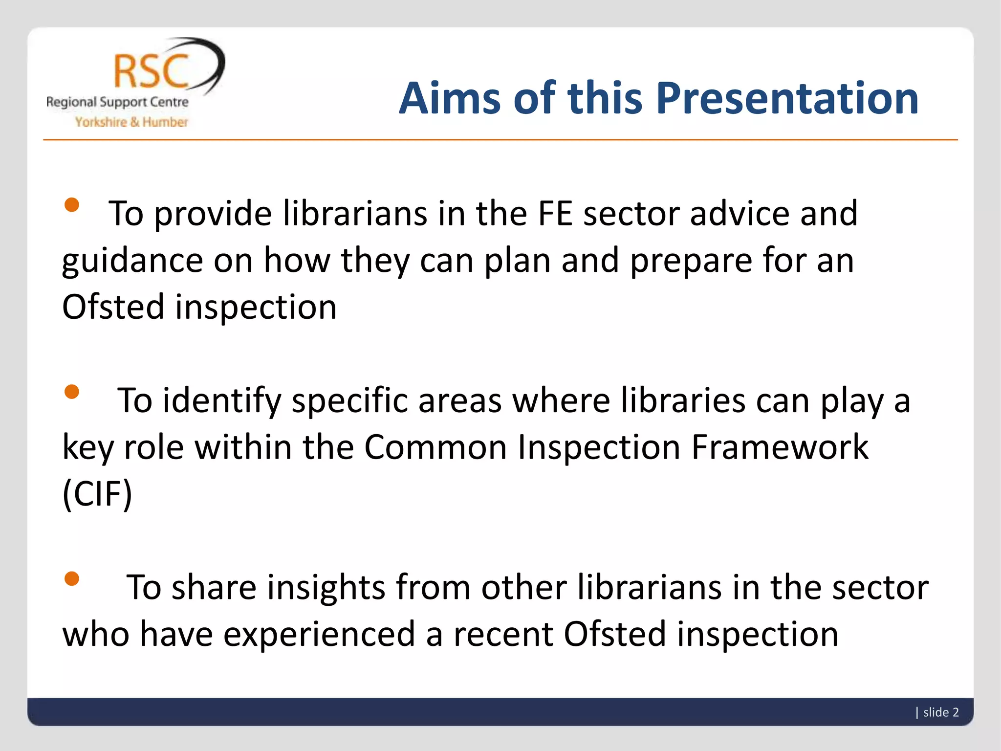 Tips on how libraries can prepare for an Ofsted Inspection | PPT