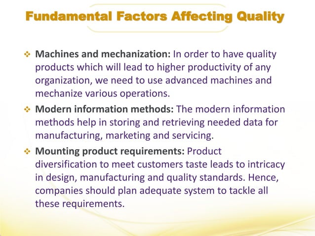 Factors affecting quality | PPTX
