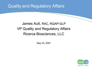 Quality and Regulatory Affairs | PPT