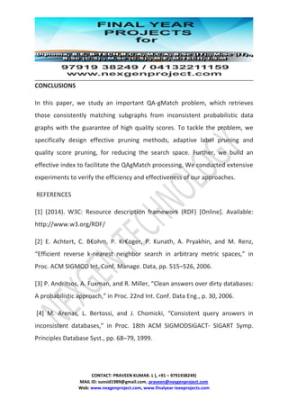 QUALITY-AWARE SUBGRAPH MATCHING OVER INCONSISTENT PROBABILISTIC GRAPH DATABASES | PDF