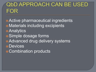 Quality-by-design(QbD) in pharmaceutical development | PPTX