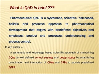 Quality by-Design (QbD) by Mr. Nitin Kadam. | PPT