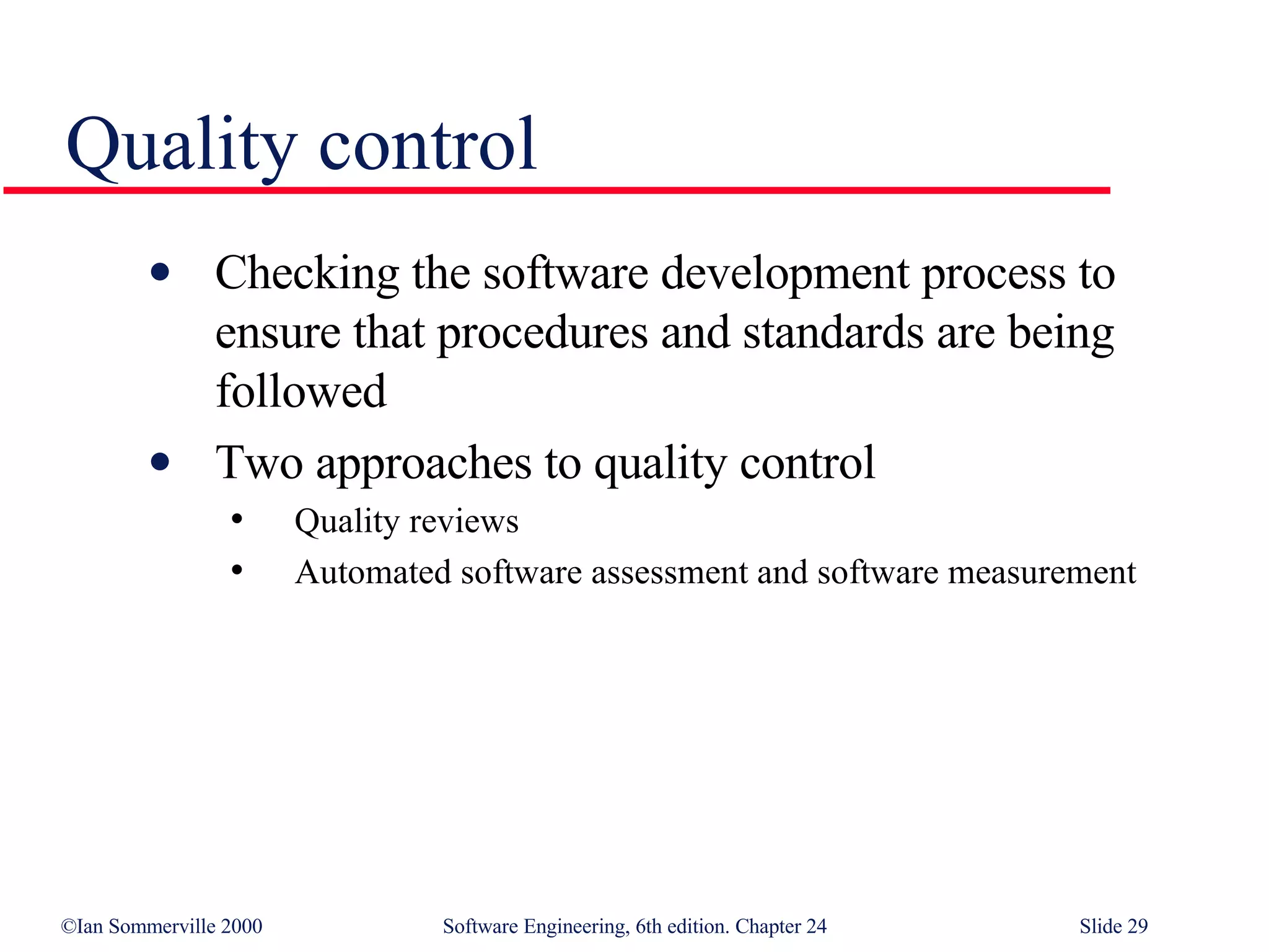 Quality Management in Software Engineering SE24 | PPT