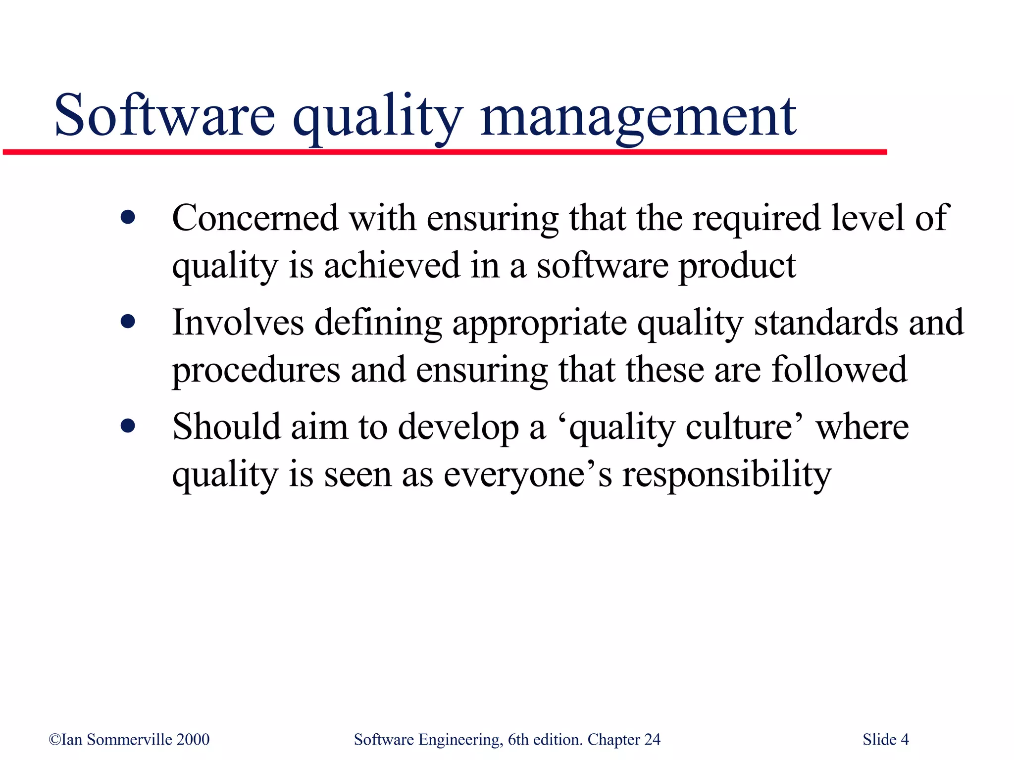 Quality Management in Software Engineering SE24 | PPT