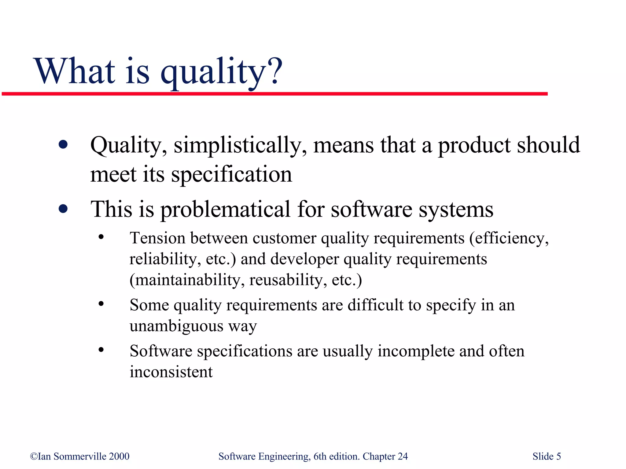 Quality Management in Software Engineering SE24 | PPT