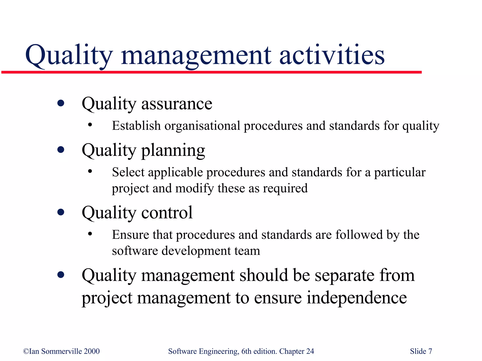 Quality Management in Software Engineering SE24 | PPT