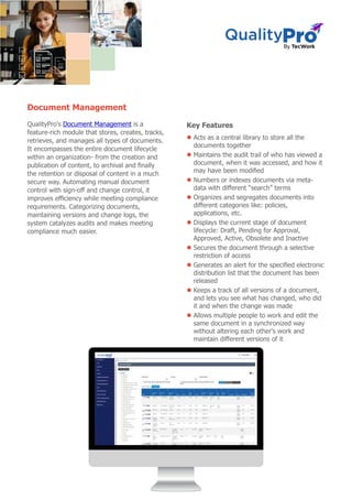 Quality Management Software for Manufacturing Industries | PDF