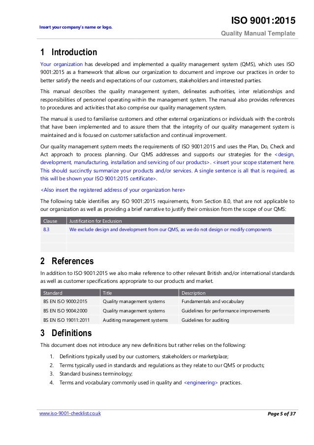 Quality manual-template-example