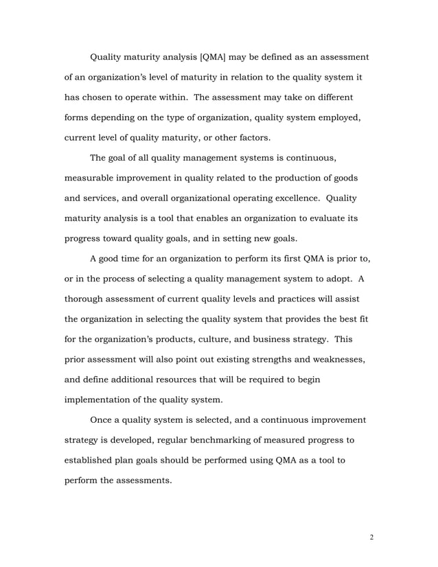 Quality Maturity Analysis | PDF