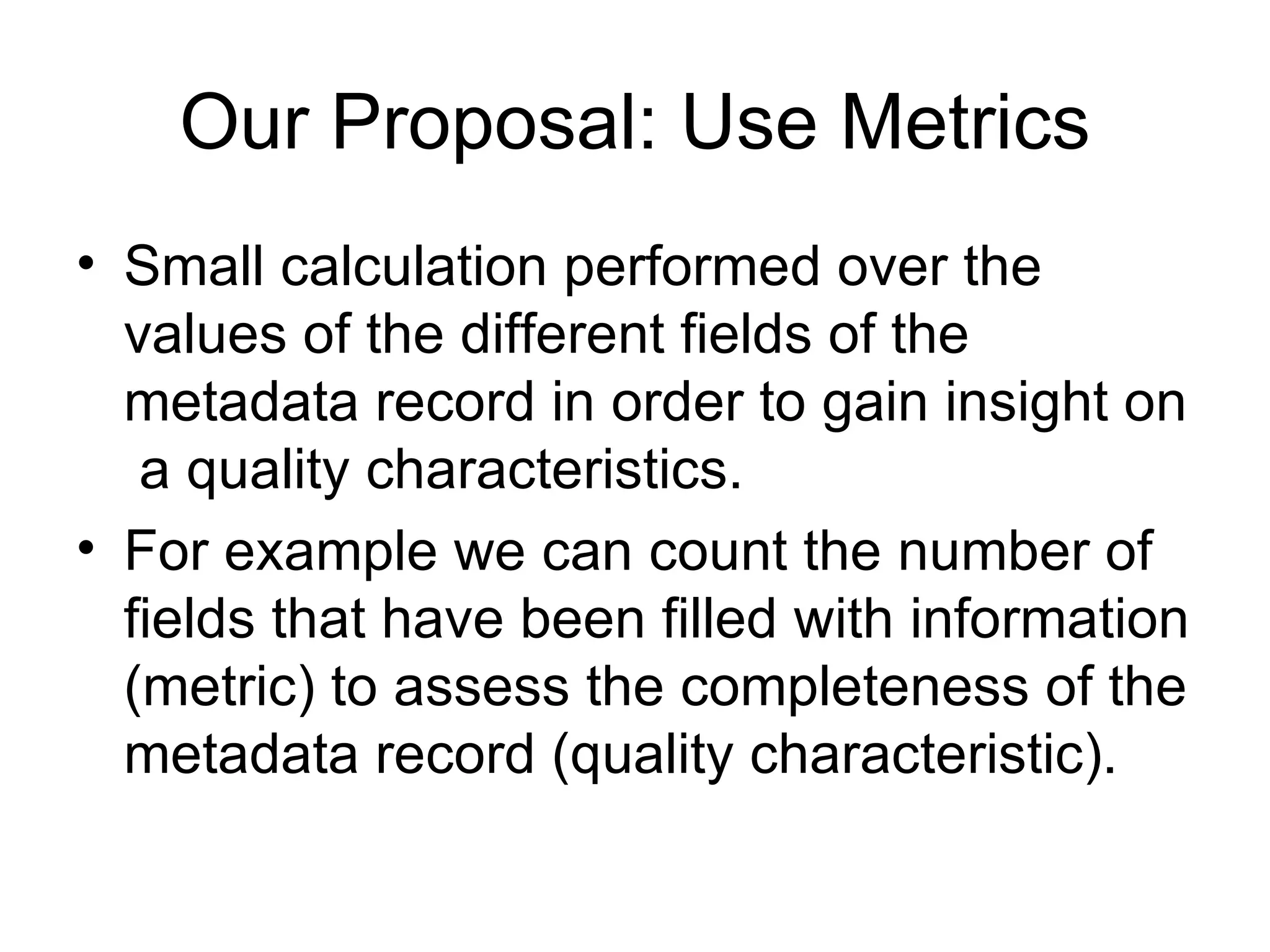 Quality Metrics for Learning Object Metadata | PPT