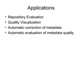 Quality Metrics for Learning Object Metadata | PPT