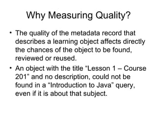 Quality Metrics for Learning Object Metadata | PPT