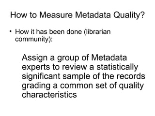 Quality Metrics for Learning Object Metadata | PPT