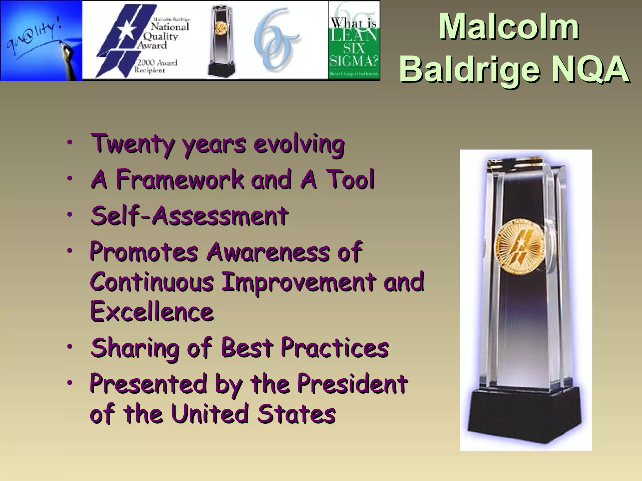 Quality Philosophies and Standards: Baldrige to Six Sigma | PPT