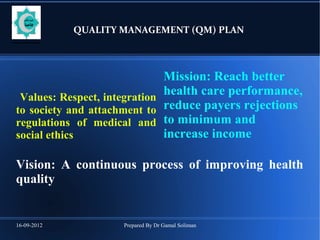 Quality Management Health Plan | PPT