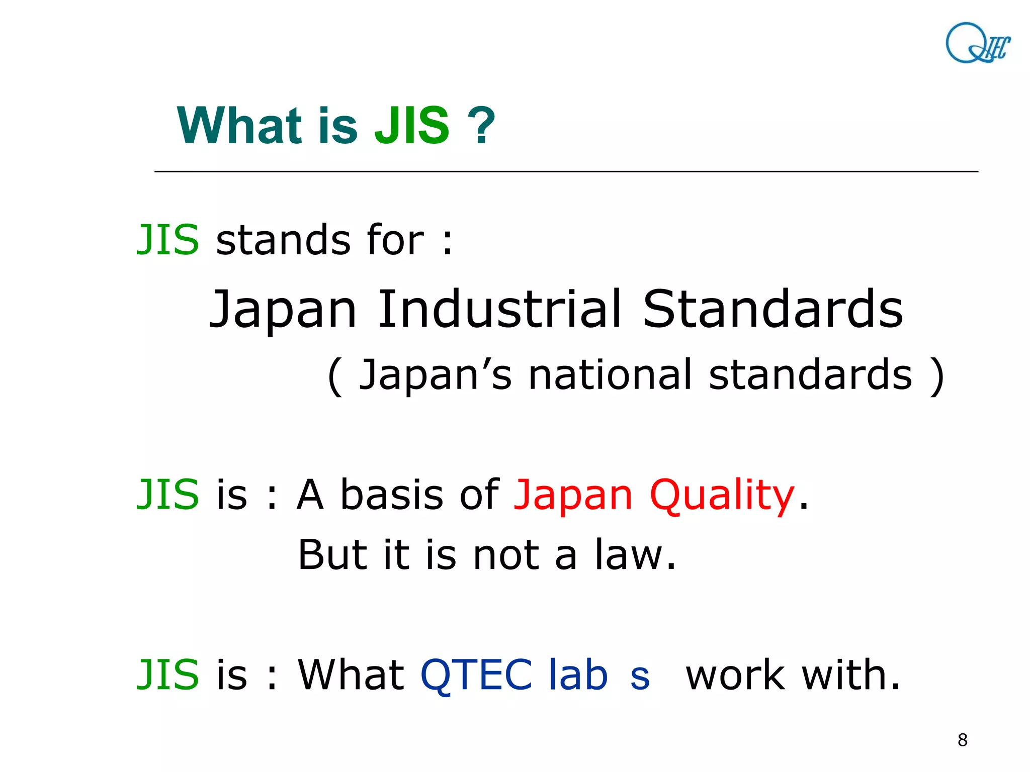 Quality and Compliance in Japan and JIS overview | PPT