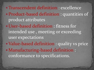 Quality and evolution of quality by suhasini | PPTX