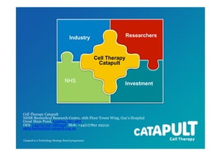 Cell Therapy Catapult Manufacturing Solutions for cell-based ATMPs. A ...