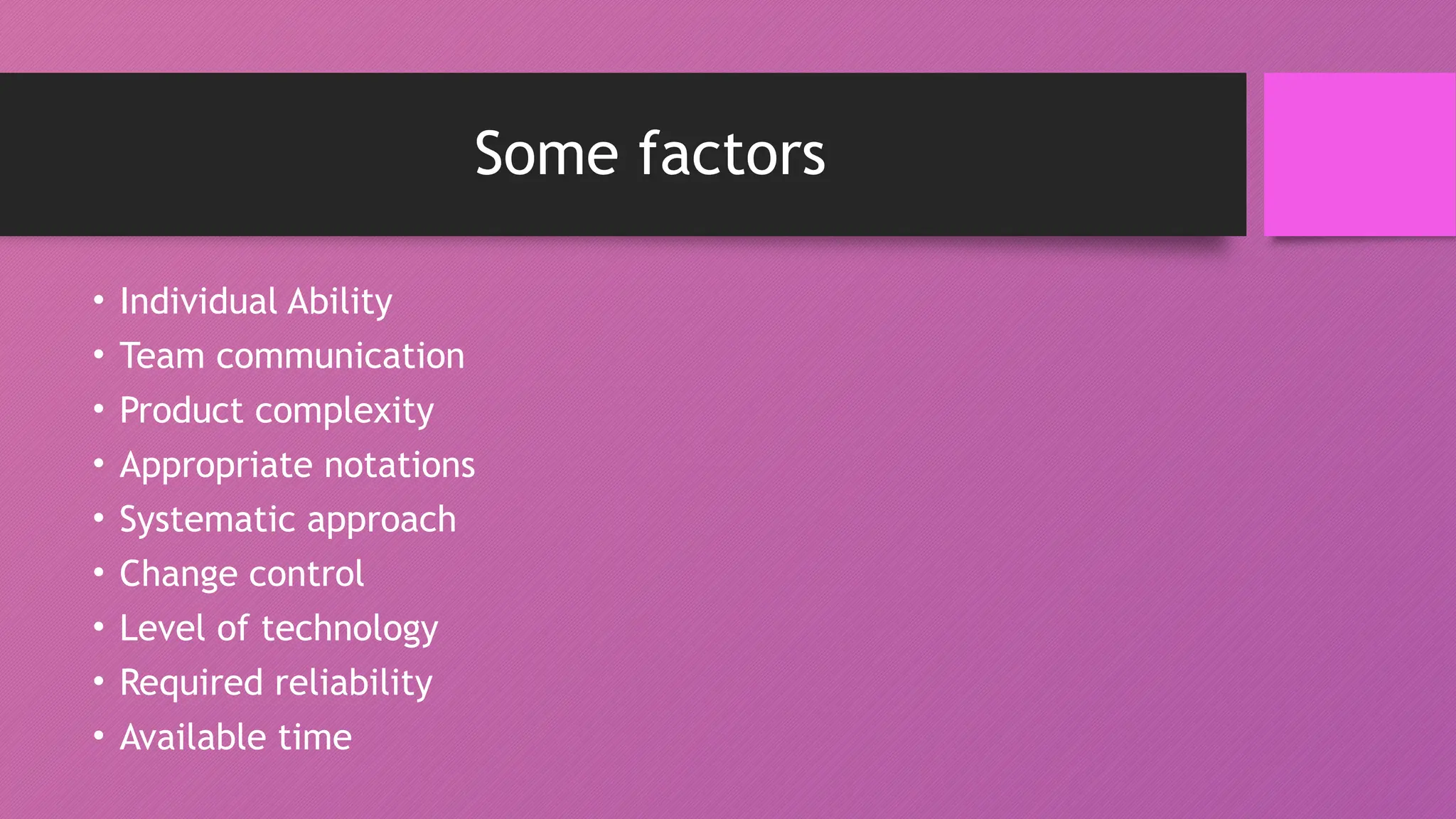 Quality and Productivity Factors in Software Engineering | PPTX