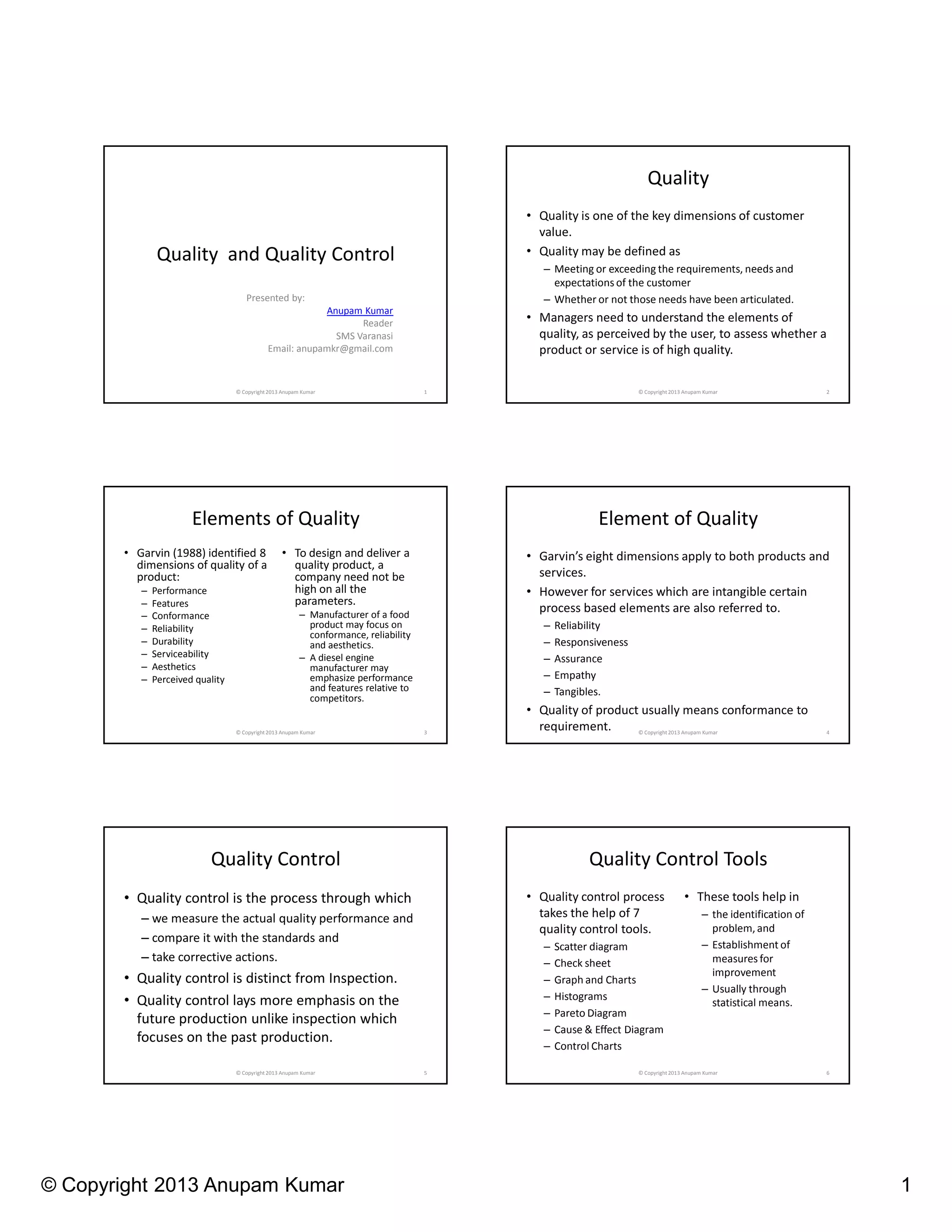 Quality and quality control | PDF