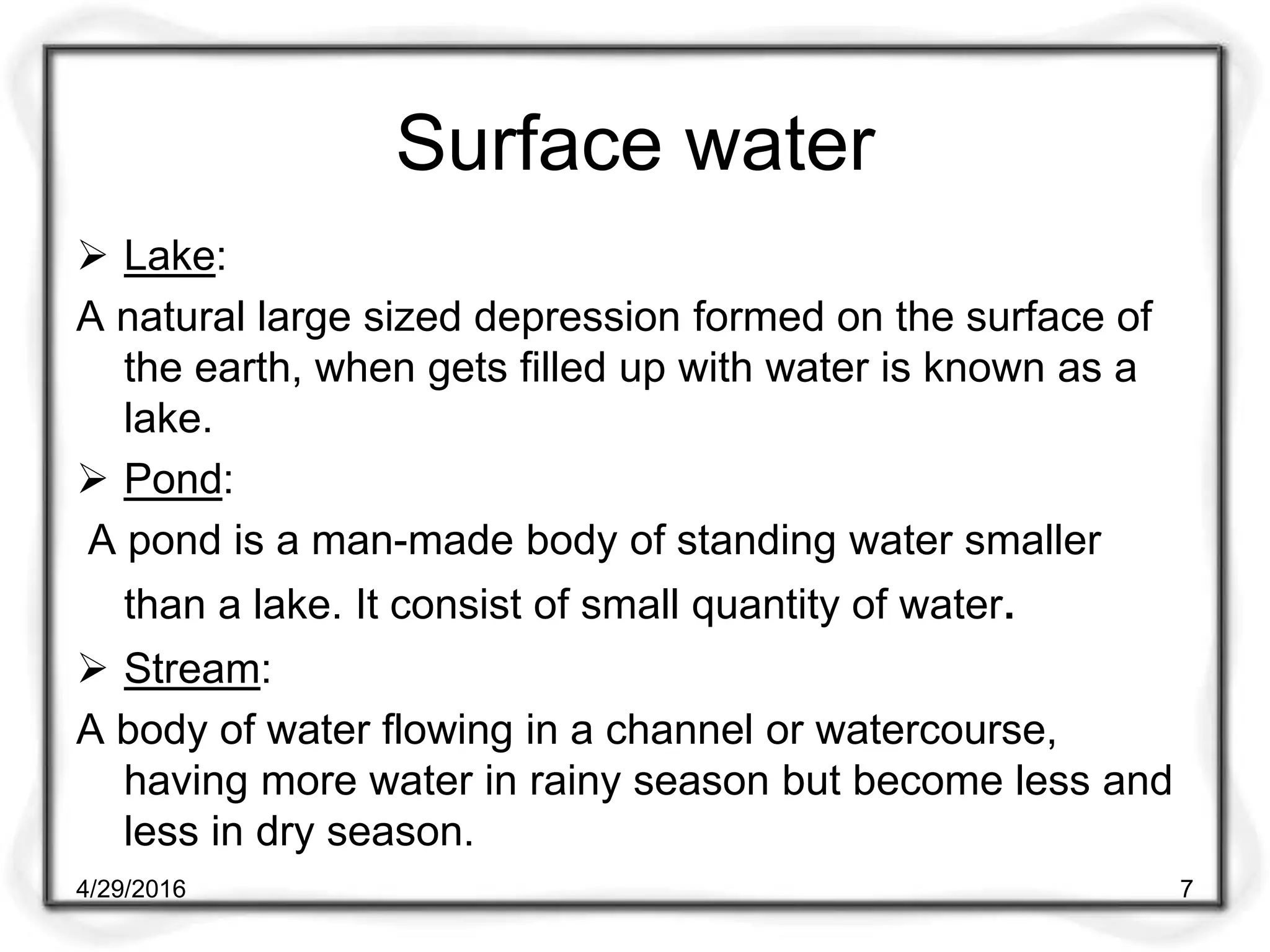 sources of water for water supply | PPTX