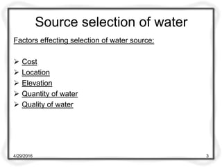 sources of water for water supply | PPTX