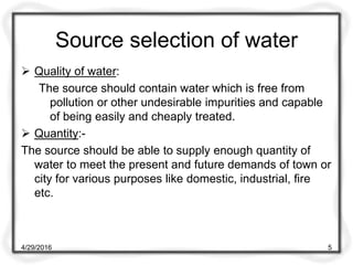 sources of water for water supply | PPTX