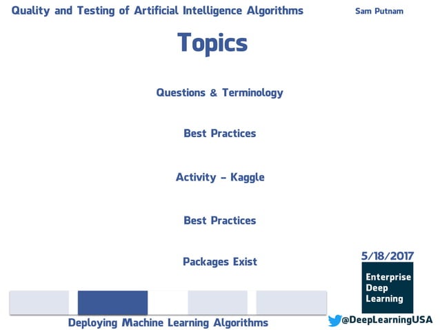 Quality And Testing Of Ai Algorithms Enterprise Deep Learning Ppt