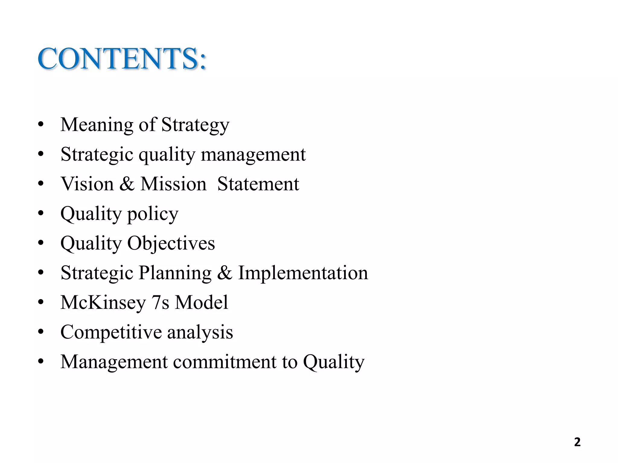 Quality as a strategic decision | PPTX