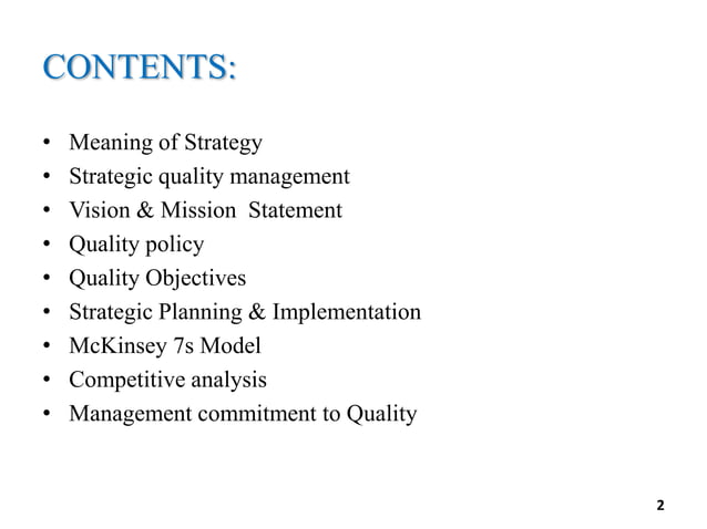 Quality as a strategic decision | PPTX | Business Administration | Business