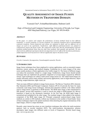 Quality assessment of image fusion | PDF