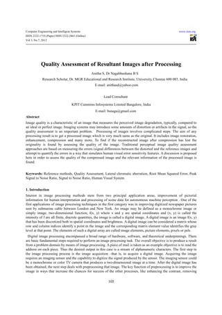 Quality assessment of resultant images after processing | PDF
