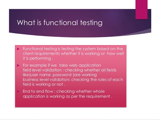 functional testing