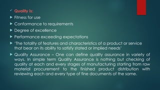 Quality Assurance and Quality Management concepts: Definition and ...