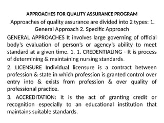 QUALITY AND QUALITY ASSURANCE IN HEALTHCARE SETTINGS | PPTX