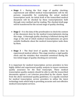 Quality Assurance - A Vital Component in Medical Transcription | PDF