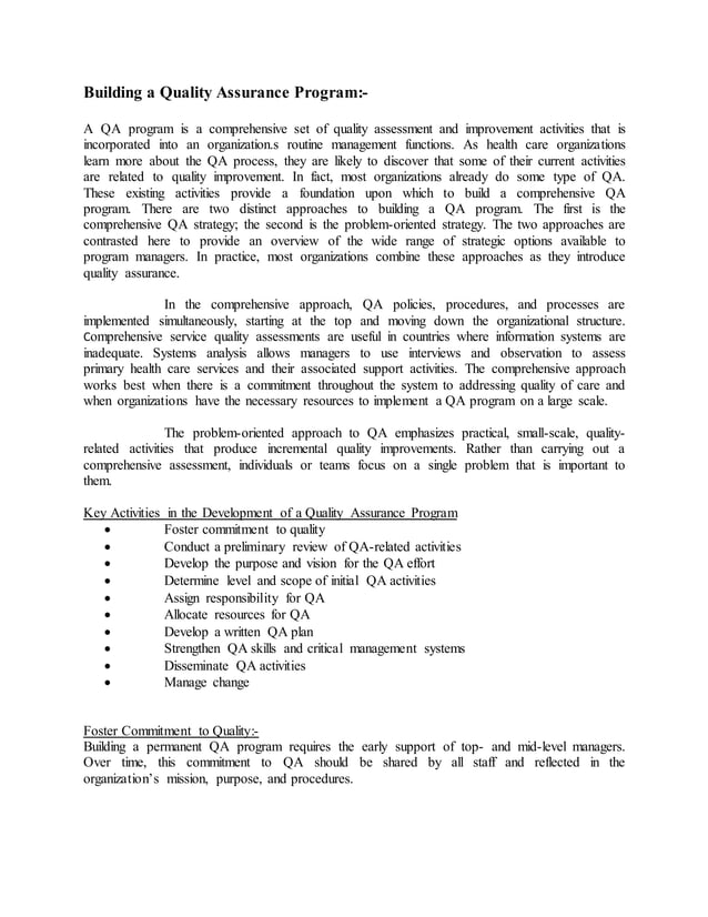 Quality assurance in nursing | PDF