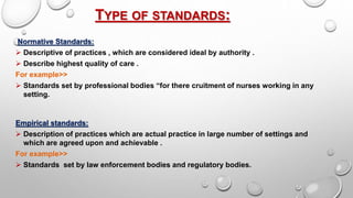 Quality assurance and accredition, nursing standards | PPTX